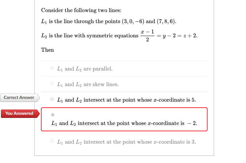 Solved Consider the following two lines: L1 is the line | Chegg.com