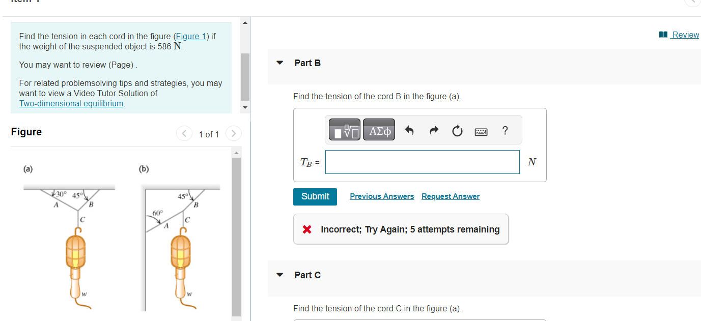 Solved Find the tension in each cord in the figure (Figure | Chegg.com