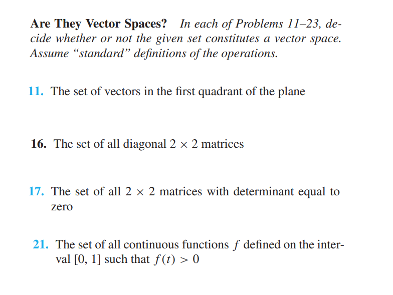 Solved Are They Vector Spaces? In each of Problems 11-23, | Chegg.com