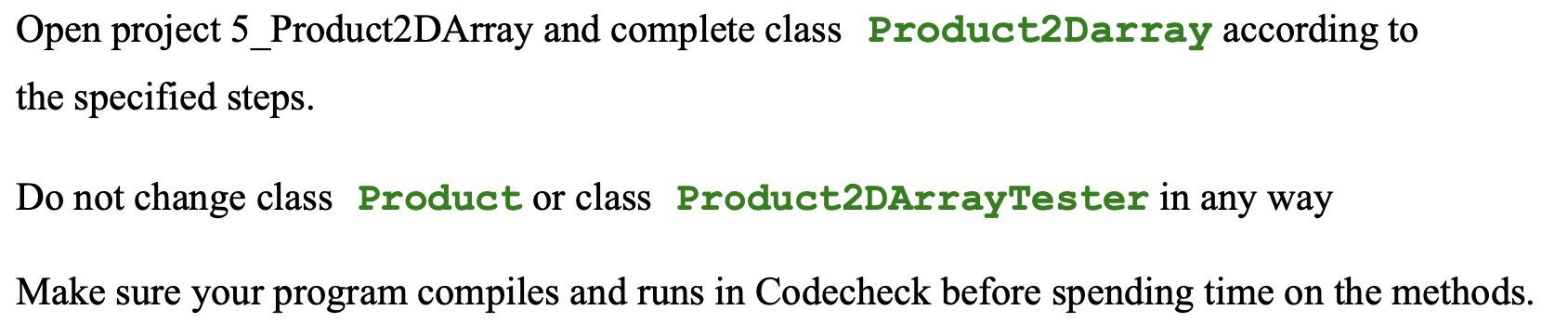 Solved /** * The class models products with a name and a | Chegg.com