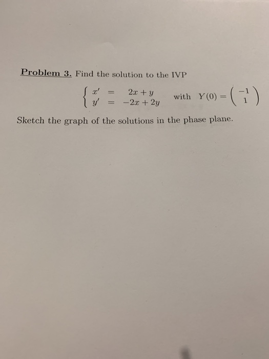 Solved Problem 3. Find the solution to the IVP 2x +y with | Chegg.com