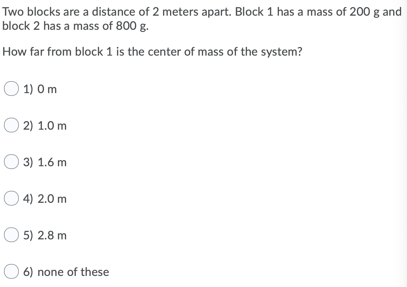 Solved Two blocks are a distance of 2 meters apart. Block 1 | Chegg.com