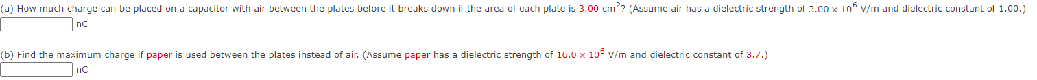 Solved nC (b) Find the maximum charge if paper is used | Chegg.com