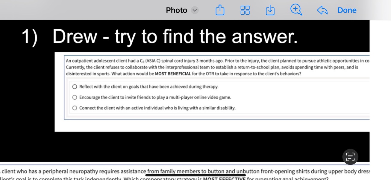 Solved An outpatient adolescent client had a C8 (ASIA C) | Chegg.com