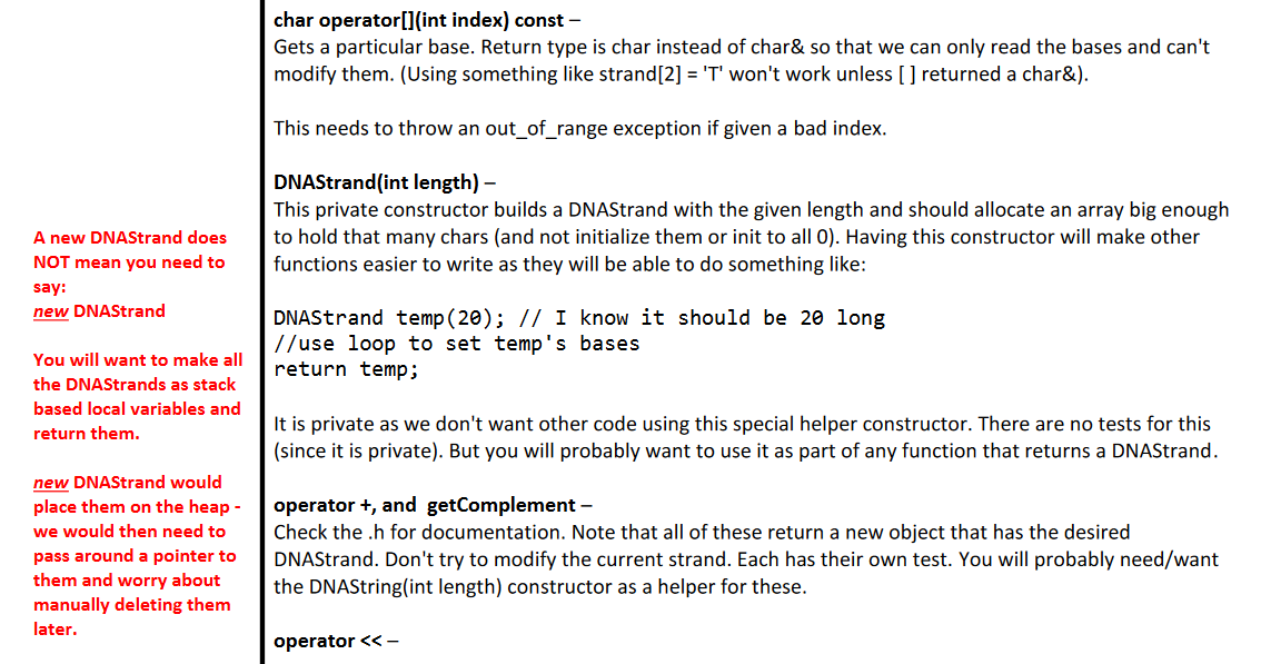 Assignment Instructions Submit files: DNAStrand.cpp / | Chegg.com