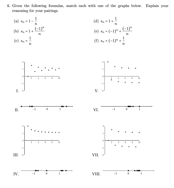 Solved 1 n 72 6. Given the following formulas, match each | Chegg.com