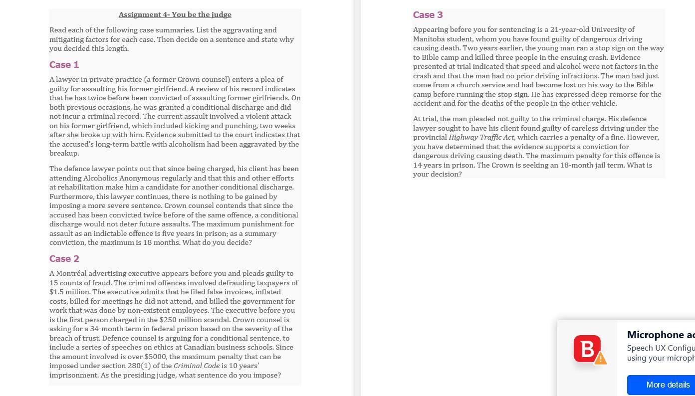 Solved Assignment 4- You be the judge Read each of the | Chegg.com