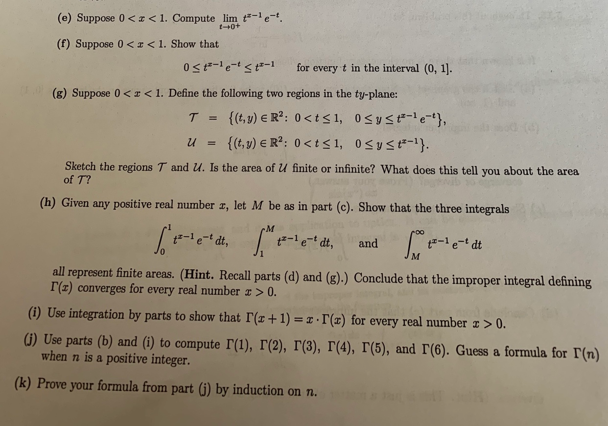 Solved 49. The gamma function r is defined as follows: for | Chegg.com