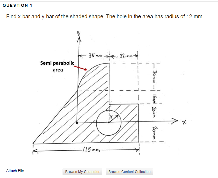 Solved QUESTION 1 Find x-bar and y-bar of the shaded shape. | Chegg.com