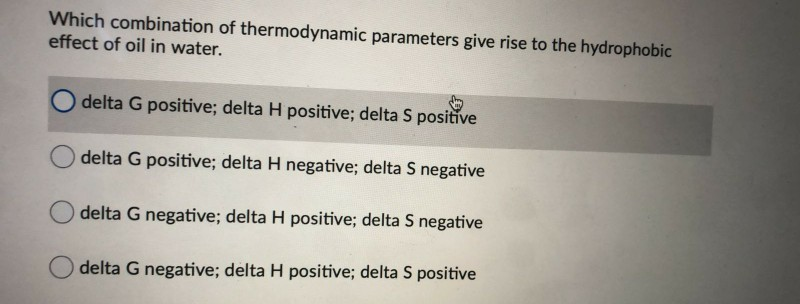 Solved Which combination of thermodynamic parameters give | Chegg.com