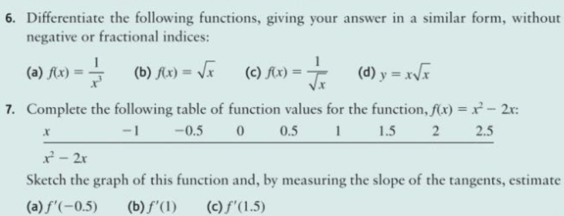 Solved 6. Differentiate the following functions, giving your | Chegg.com