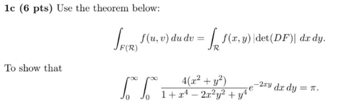 Solved 1c (6 pts) Use the theorem below: | Chegg.com