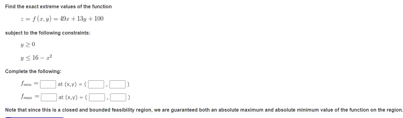Solved Find the exact extreme values of the function | Chegg.com