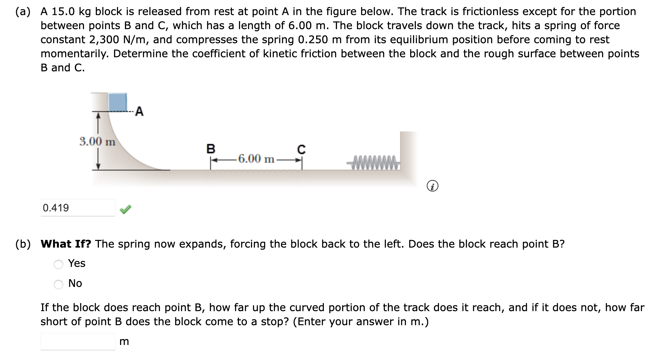 Solved A 15.0 kg block is released from rest at point A in | Chegg.com