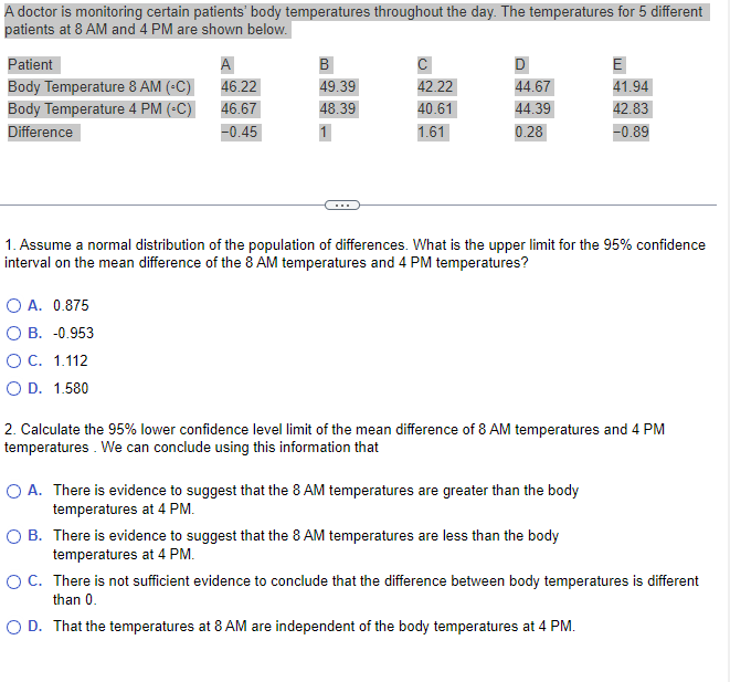 Solved A doctor is monitoring certain patients' body | Chegg.com