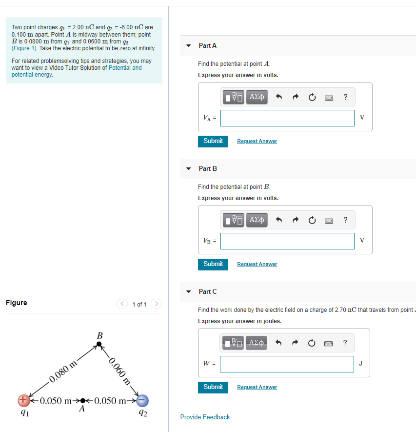 Solved: Two Point Charges Q1 = 2.00 NC And Q2 = -6.00 NC A... | Chegg.com Solved: Two Point Charges Q1 = 2.00 NC And Q2 = -6.00 NC A... | Chegg.com