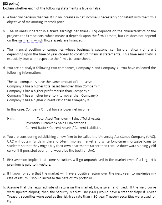 Solved (32 ﻿points)Explain whether each of the following | Chegg.com