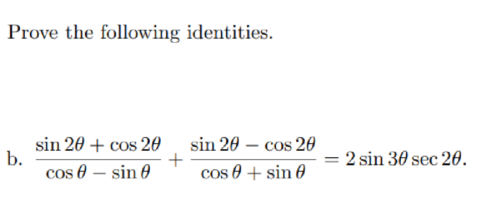 Solved Prove the following identities. b. | Chegg.com
