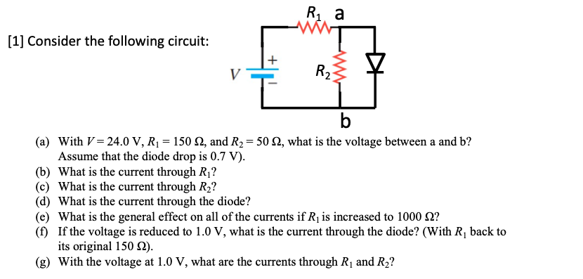 Solved Ra [1] Consider the following circuit: + R2 * b (a) | Chegg.com