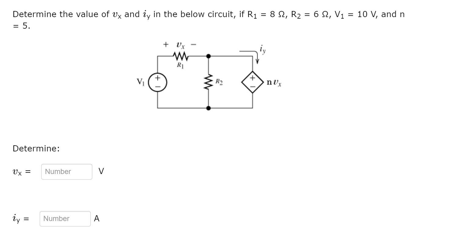 Solved = Determine the value of Vx and iy in the below | Chegg.com