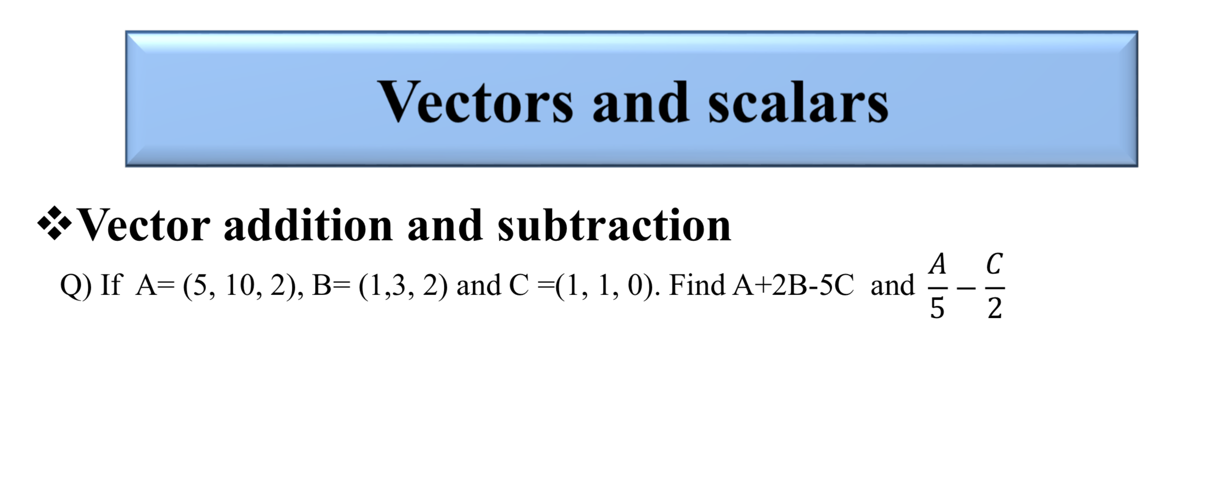 Solved Vectors and scalars Vector addition and subtraction A | Chegg.com
