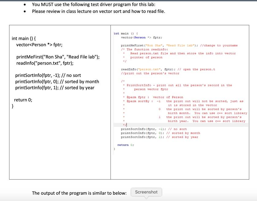 Solved Lab 8 - Read File This lab will read a file, | Chegg.com