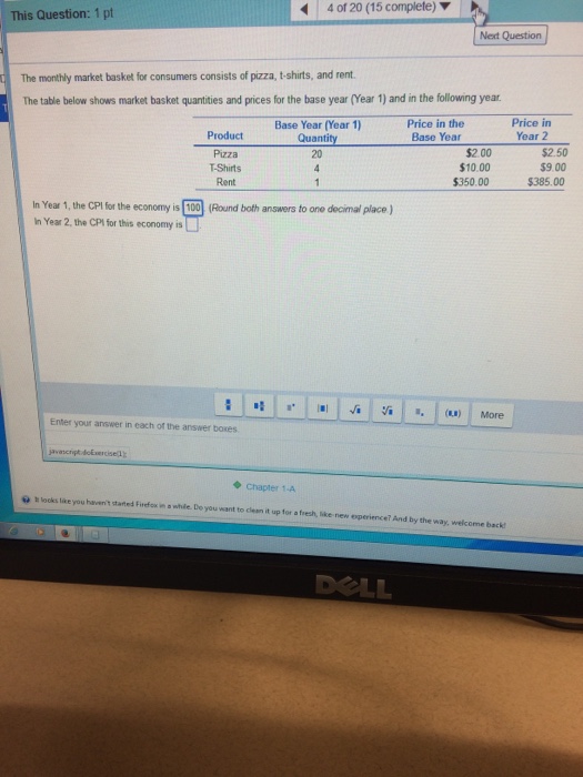 Solved The monthly market basket for consumers consists of | Chegg.com