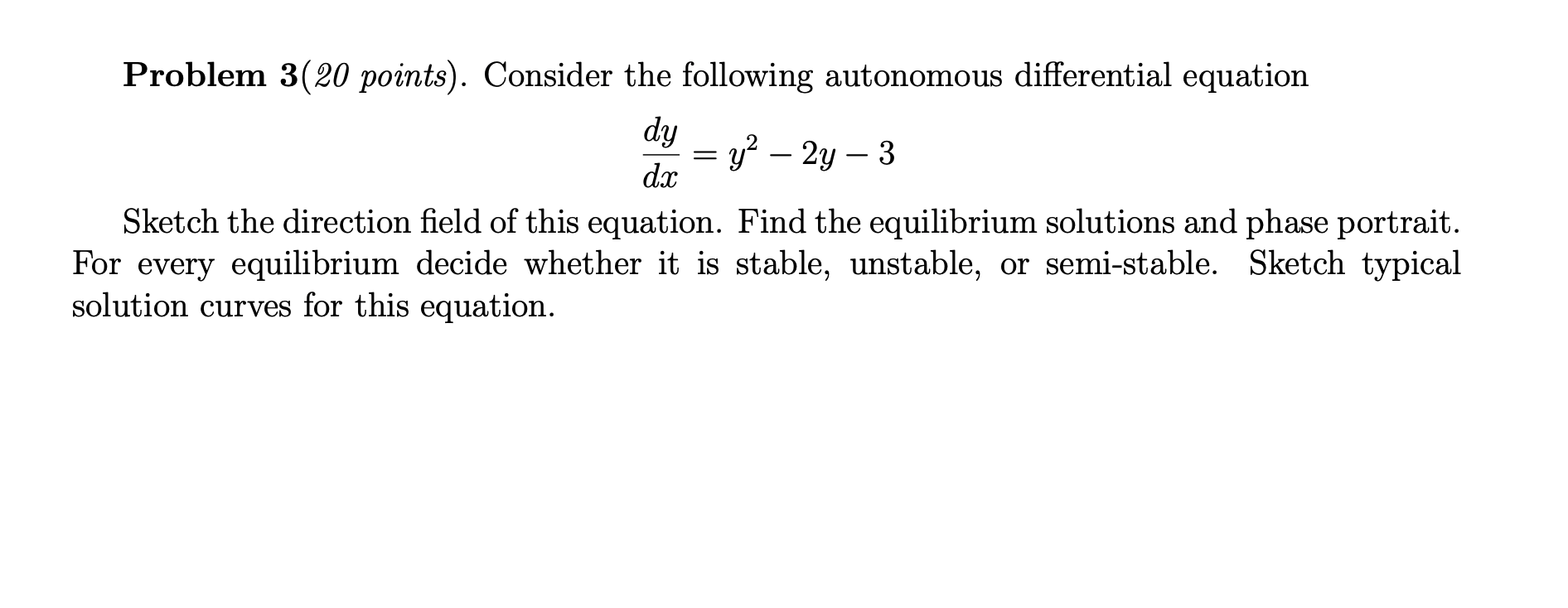 Solved Problem 3(20 points). Consider the following | Chegg.com