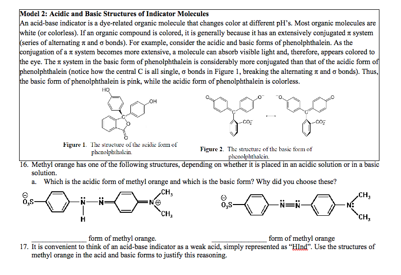 Solved Model 2: Acidic and Basic Structures of Indicator | Chegg.com