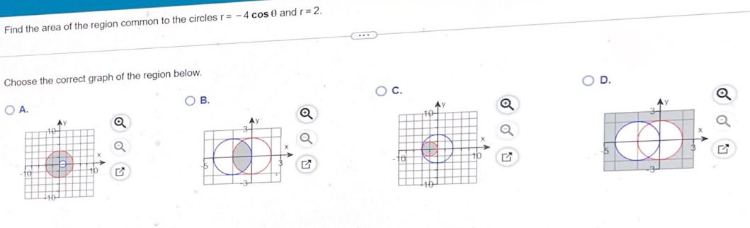 Solved Find the area of the region common to the circles | Chegg.com