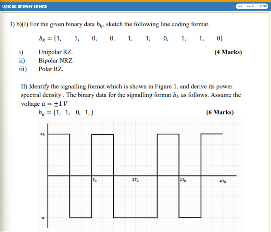 Solved Upload answer sheets Test time left: 58:30 3) b)(I) | Chegg.com
