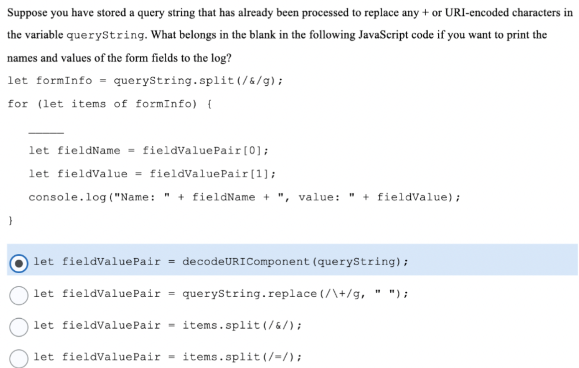 Solved Suppose you have stored a query string that has | Chegg.com