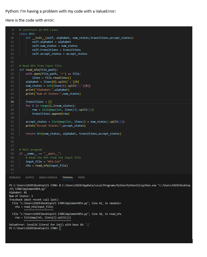 Solved Python: I'm having a problem with my code with a | Chegg.com