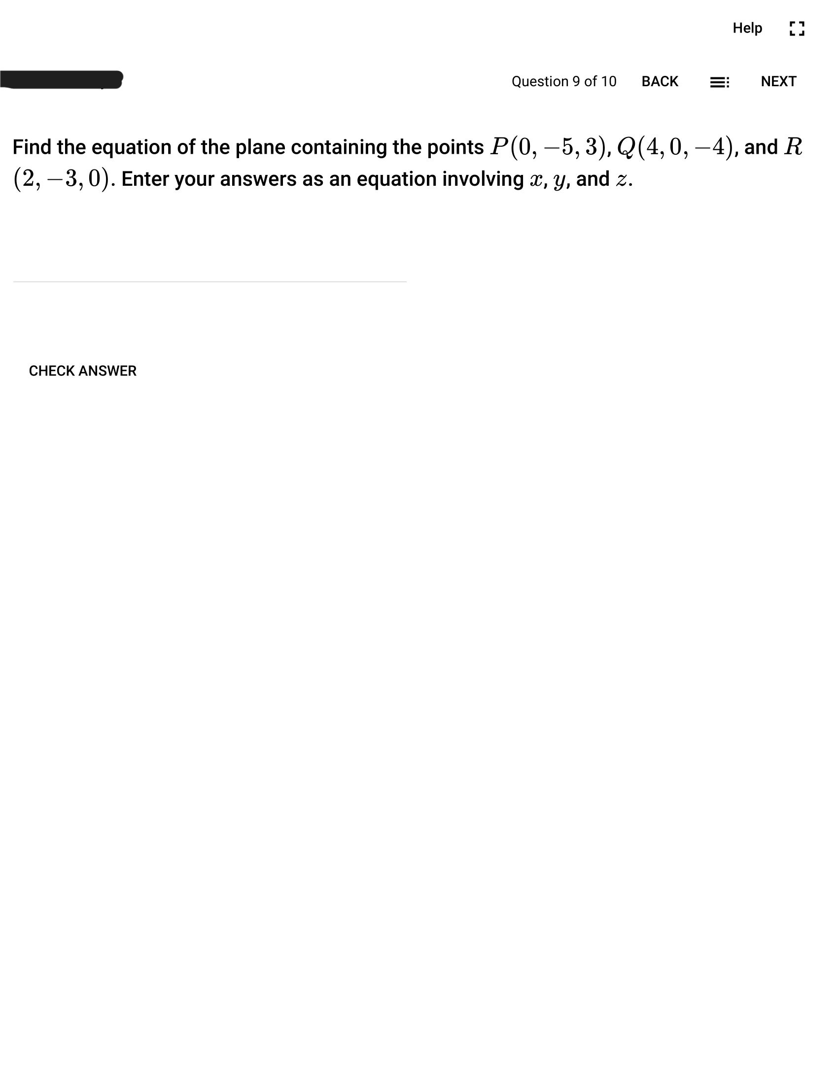 Solved Find the equation of the plane containing the points | Chegg.com