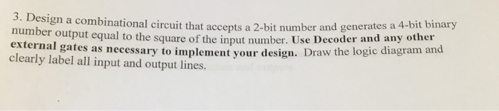 Solved Design a combinational circuit that accepts a 2-bit | Chegg.com
