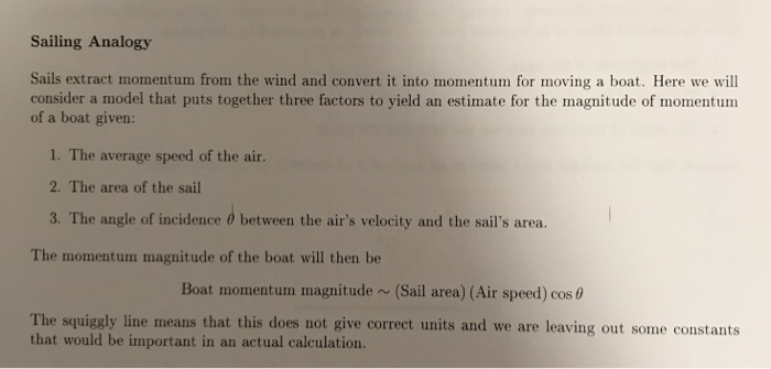 Solved Sailing Analogy Sails extract momentum from the wind | Chegg.com