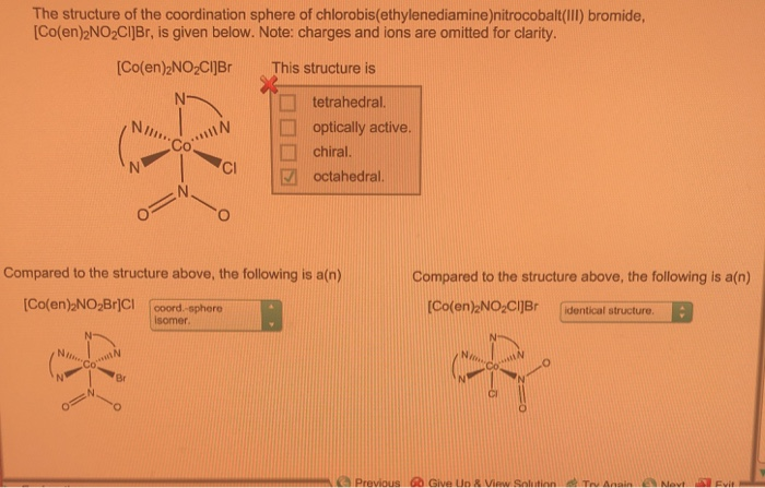 Solved The structure of the coordination sphere of | Chegg.com