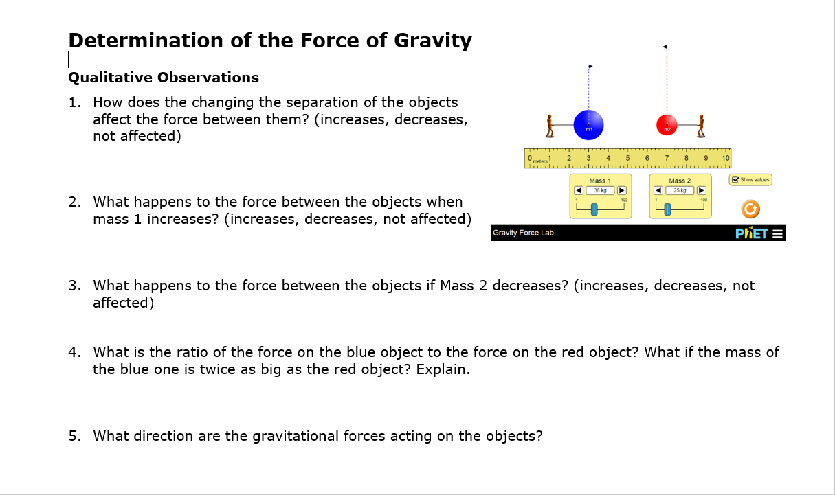 Solved Determination of the Force of Gravity Qualitative | Chegg.com