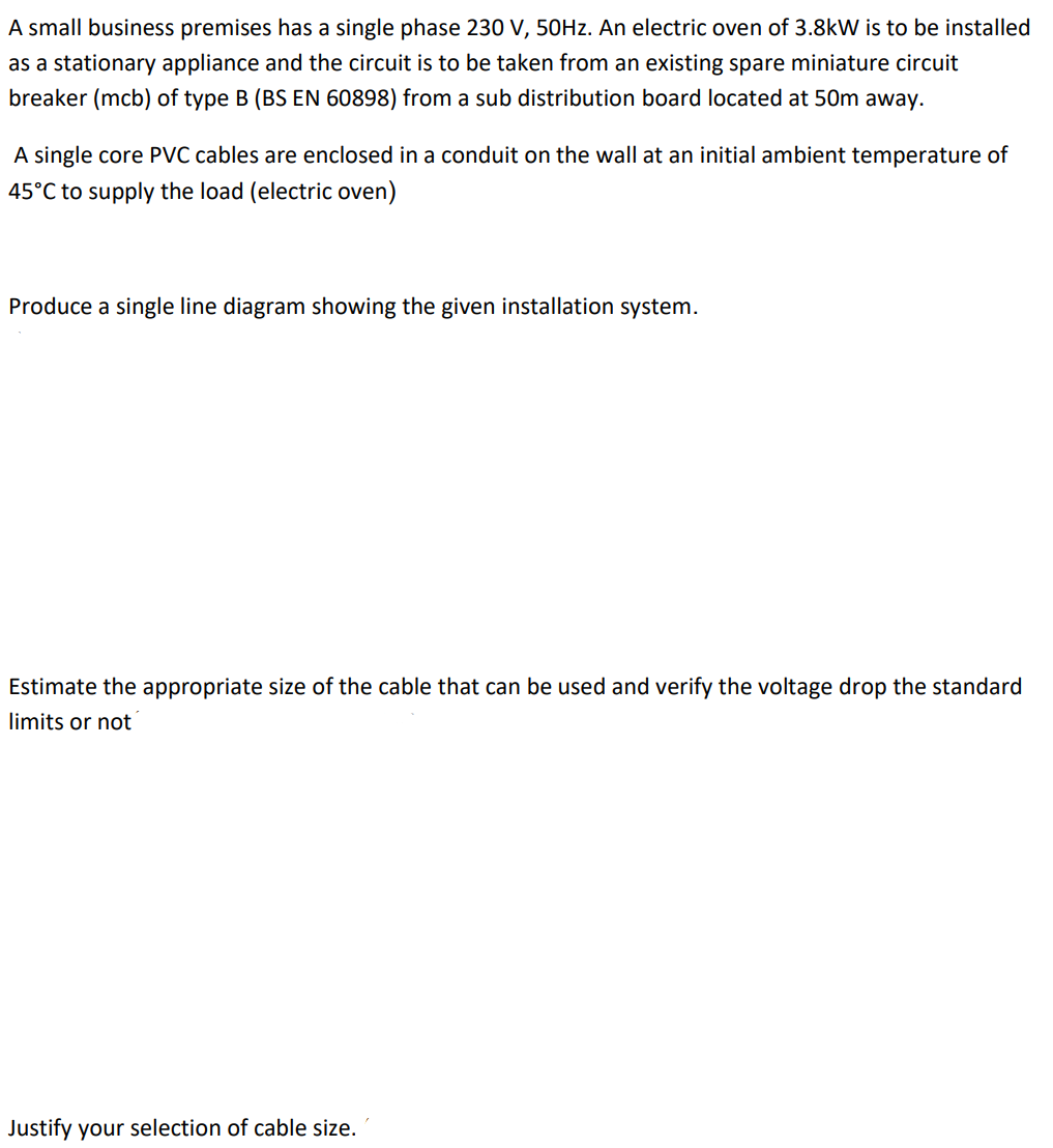Solved A small business premises has a single phase 230 V,50 | Chegg.com