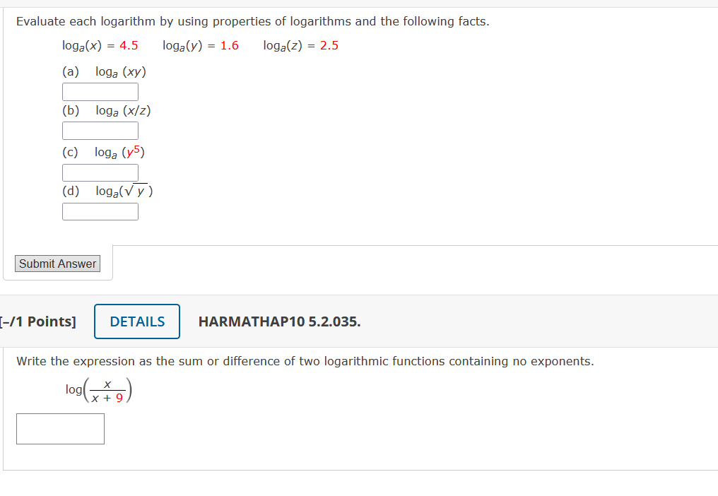 Solved Evaluate each logarithm by using properties of | Chegg.com