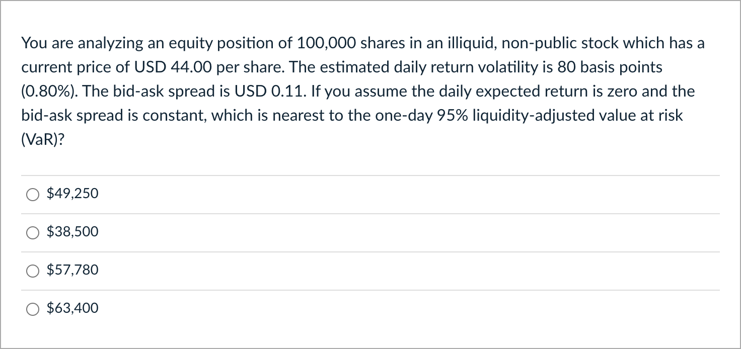 Solved You are analyzing an equity position of 100,000 | Chegg.com