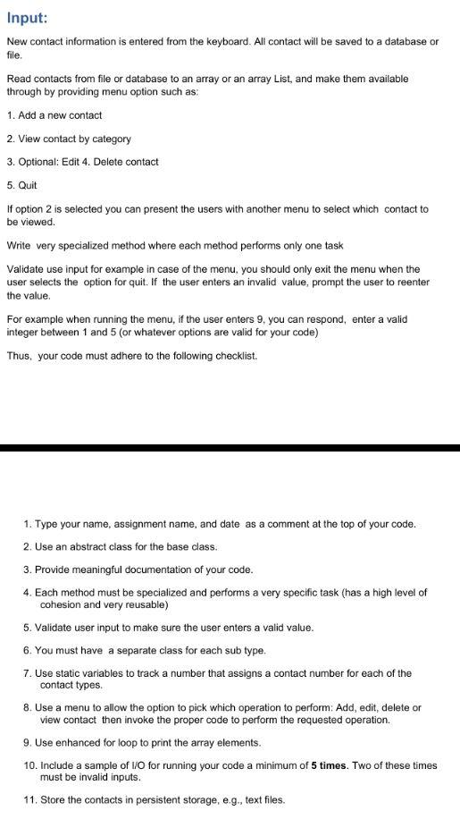 Solved The Assignment: Create java code to track a list of | Chegg.com
