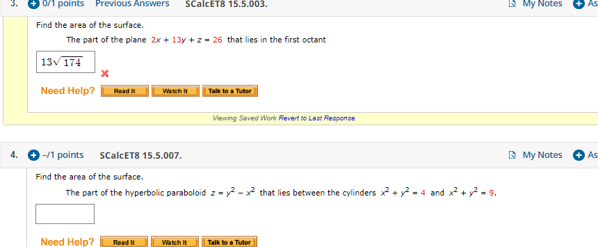 Solved + 0/1 points 3. Previous Answers SCalcET8 15.5.003 My | Chegg.com