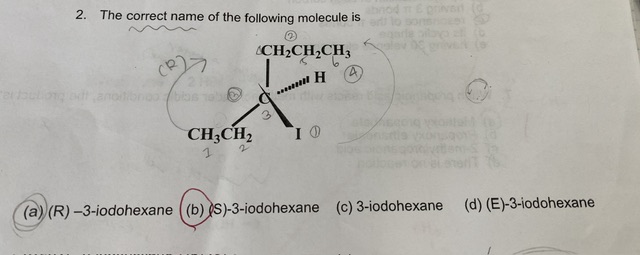 Solved 2. The correct name of the following molecule is (a) | Chegg.com
