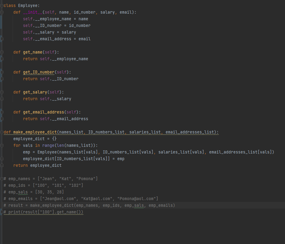 Solved I am getting an error of : 'Employee' object has no | Chegg.com