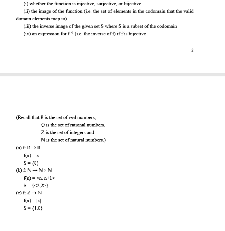 Solved (i) whether the function is injective, surjective, or | Chegg.com