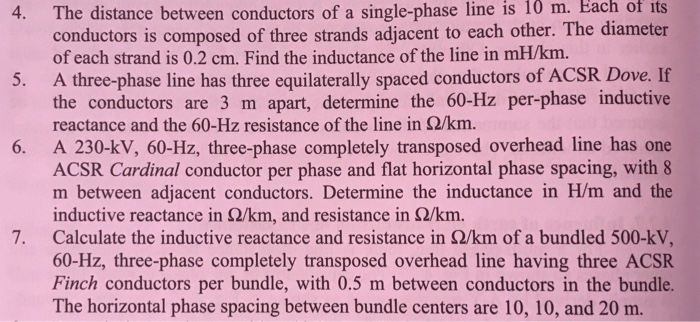 Solved The distance between conductors of a single-phase | Chegg.com