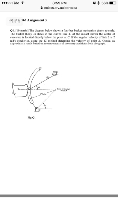 Solved The diagram below shows a four bar bucket mechanism | Chegg.com