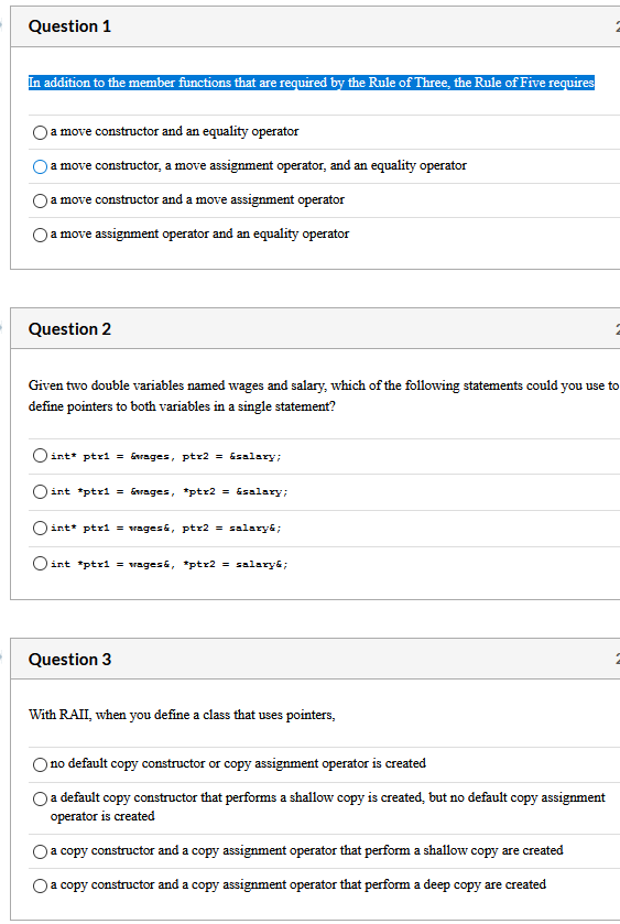Solved Question 1 In addition to the member functions that | Chegg.com