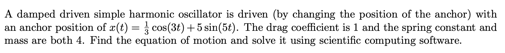 Solved A damped driven simple harmonic oscillator is driven | Chegg.com